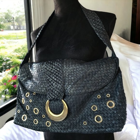 Elliott Lucca | Bags | Elliott Lucca Isadora Black Woven Leather ...